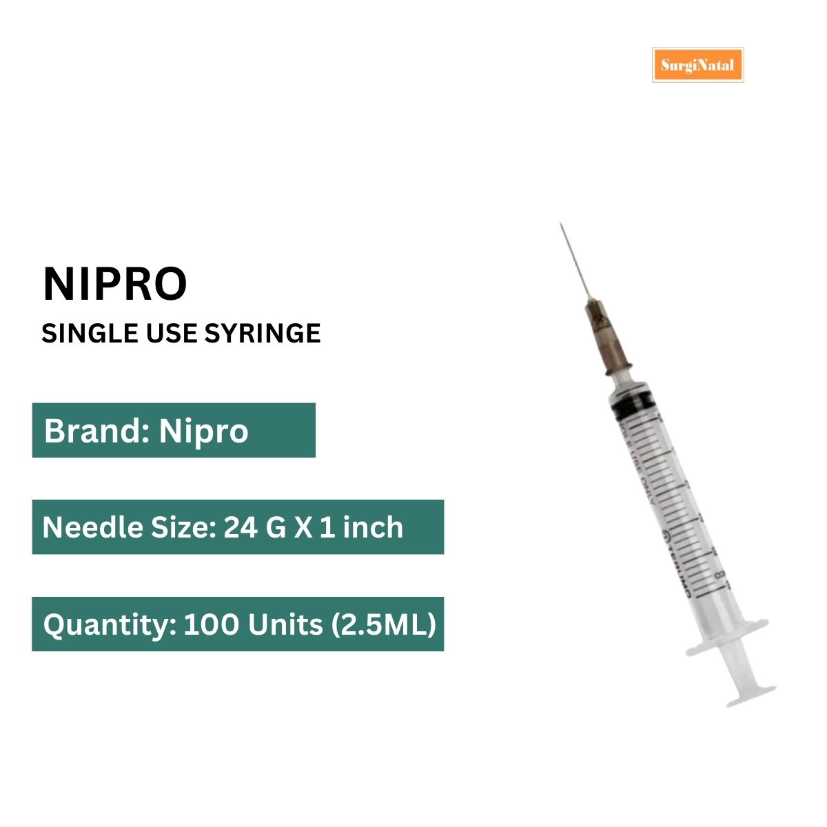 Buy Nipro Syringe 2.5ml with Needle for Healthcare Products