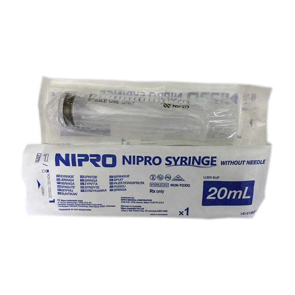 Nipro Syringe 20ml 21G - 50 Units Pack